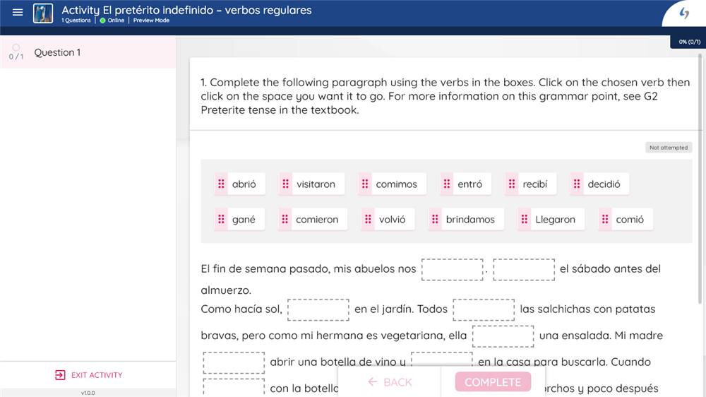 El pretérito indefinido – verbos regulares | Boost