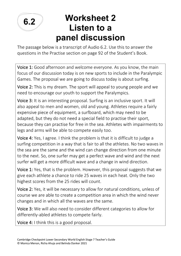 Worksheet 2 Listen to a panel discussion | Boost