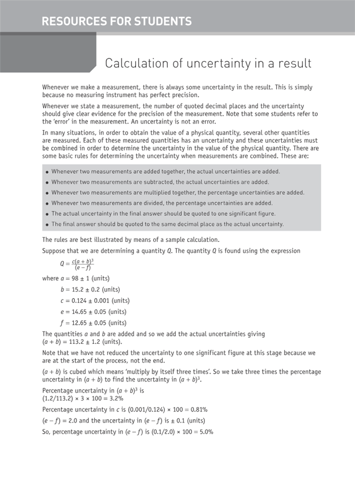 Calculation of uncertainty in a result | Boost