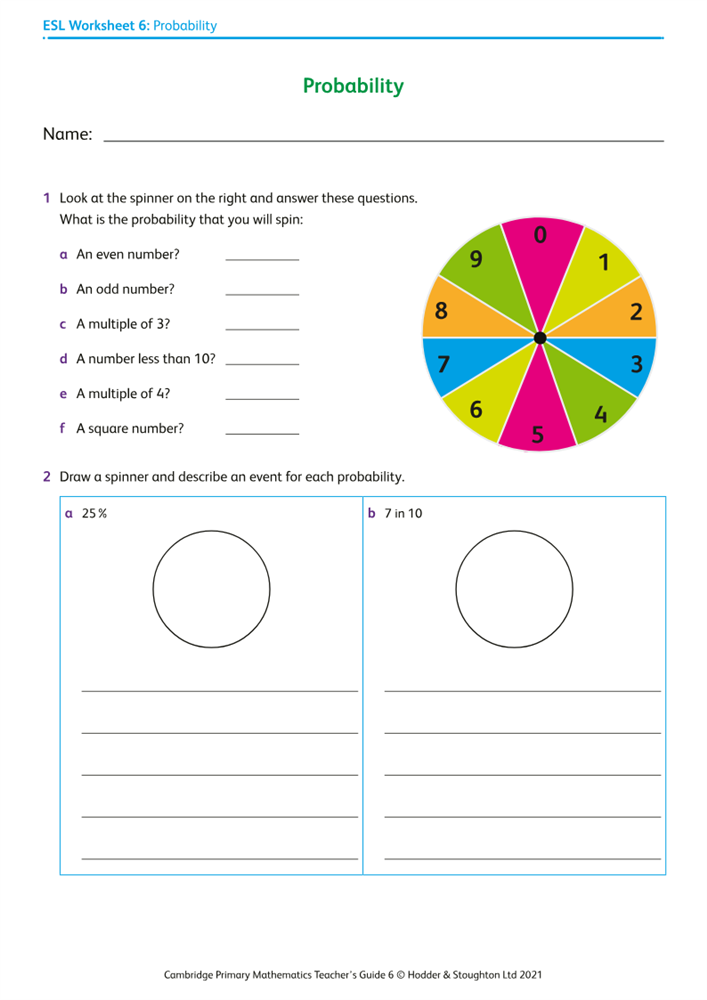 ESL Worksheet 6: Probability | Boost