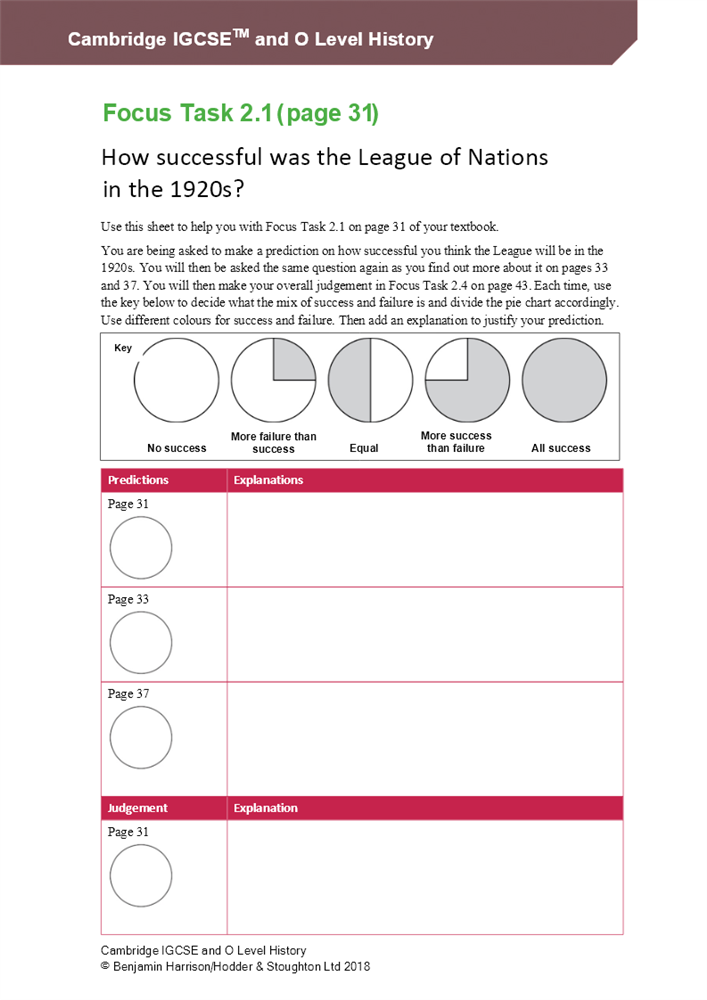 Worksheet: Focus Task 2.1: How successful was the League of Nations in ...